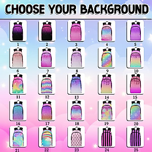 InterestPrint Custom Girls Backpack with Lunch Box, Customized Multiple Bookbag Lunch Bag Set with Name Personalized Shoulder Bag Casual Daypack for Daughter Niece