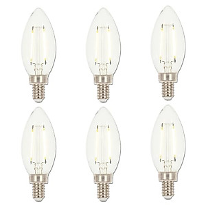 Westinghouse 4517120 3.3 Watt (40 Watt Equivalent) B11 Dimmable Clear Filament LED Light Bulb, Candelabra Base, 6 Pack