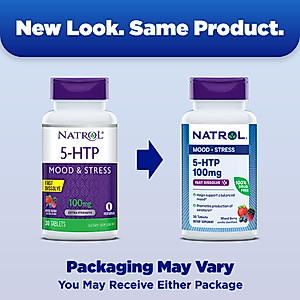 Natrol 5-HTP 100mg, Drug-Free Dietary Supplement Helps Support Balanced Mood, 30 Mixed Berry-Flavored Fast Dissolve Tablets, 15-30 Day Supply