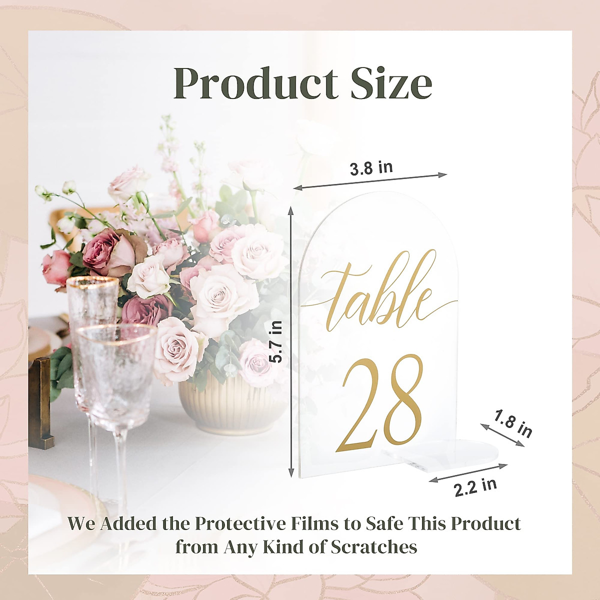 Acrylic Sign Gold Printed Table Numbers, Wedding Table Number for Wedding Reception Hotals Acrylic Sheets with Place Card Holder(4 x 6 Inch) (30)