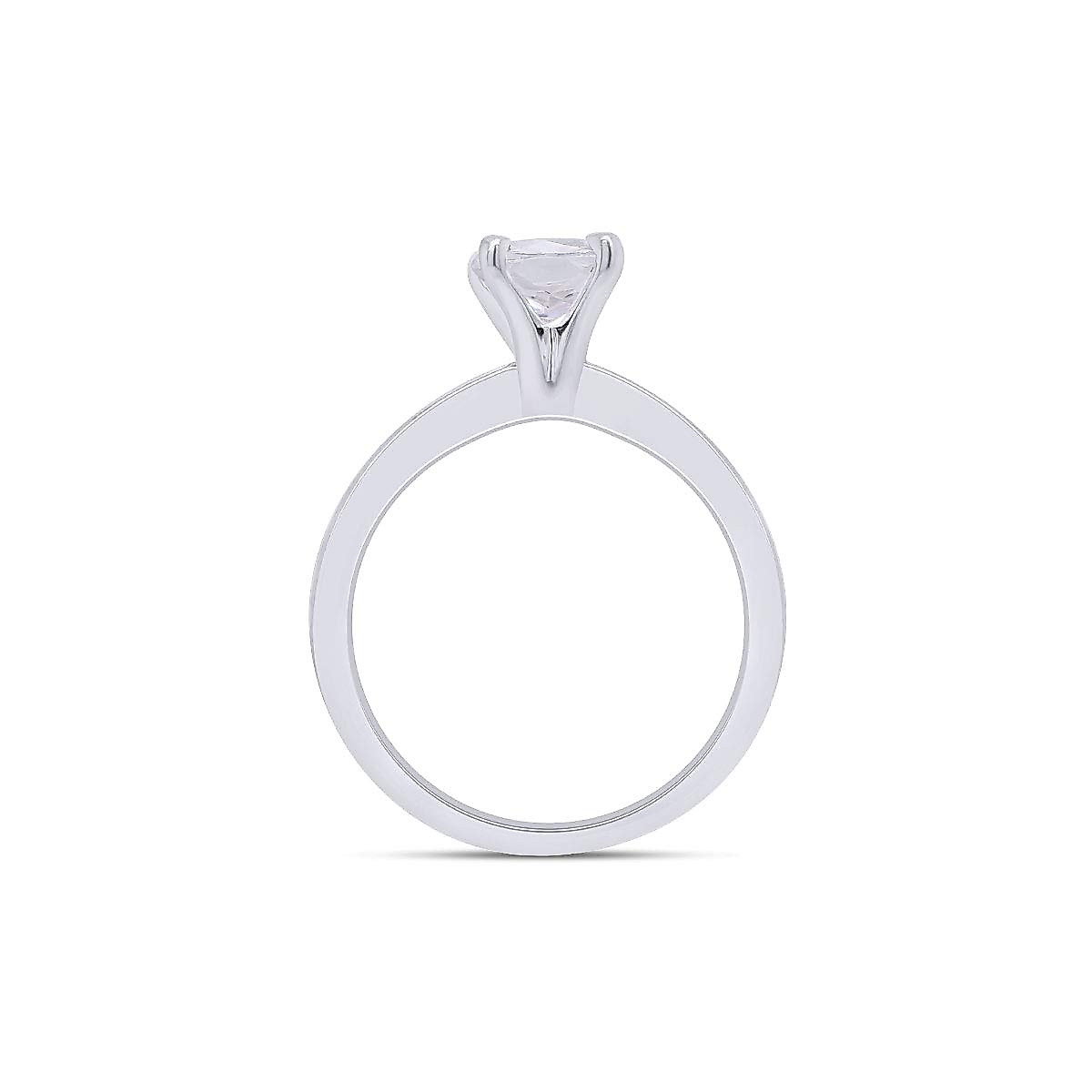 Jewel Zone US Cushion Cut White Cubic Zirconia Anniversary Solitaire Ring in 14k White Gold Over Sterling Silver (0.75 Carat)