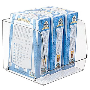 iDesign Linus Stacking Organizer Bins for Kitchen, Pantry, Office, Bathroom - Set of 2, Extra Large-Clear