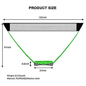 FBSPORT Portable Badminton Net Set with Storage Base, Folding Volleyball Badminton Net with 2 Badminton Rackets 2 Shuttlecocks 10x5 ft Net, Easy Setup for Beach Backyard Combo Set Sport Games