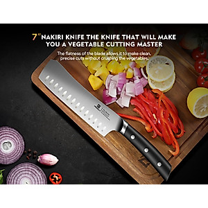 Piklohas Kitchen Knife Set, 3 Piece German High Carbon Stainless Steel Professional Chef Knife, Nakiri Knife, Bird Knife, Razor Sharp Cutting Knife With Forged Ergonomic Handle Elegant Gift Box