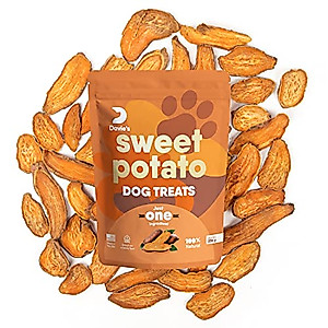 Davie's Sweet Potato Dog Treats, Made in The USA, High in Fiber, Grain Free, Vegan, No Preservatives, Vegetarian Alternative to Rawhide Chews, Rich in Vitamins, Large 1 lb. Bag