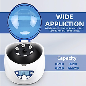 NORJIN PRP Lab Benchtop Centrifuge Machine 6x15mL/10mL/7mL/1.5-5mL, Low Speed Control 300-5000r/min, Max. 2600xg RCF for Lab School Science Plasma Research