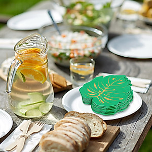 Teling 80 Packs Rainforest Leaf Napkins Bulk Palm Green Disposable Napkins Hibiscus Flower Tropical Jungle Party Napkins Gold Grad Napkins for Summer Hawaiian Luau Safari Baby Shower Birthday Party