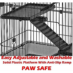 Large 5-Level Indoor Small Animal Pet Cage for Guinea Pig Ferret Chinchilla Cat Playpen Rabbit Hutch with Solid Platform & Ramp, Leakproof Litter Tray, 2 Large Access Doors Lockable Casters