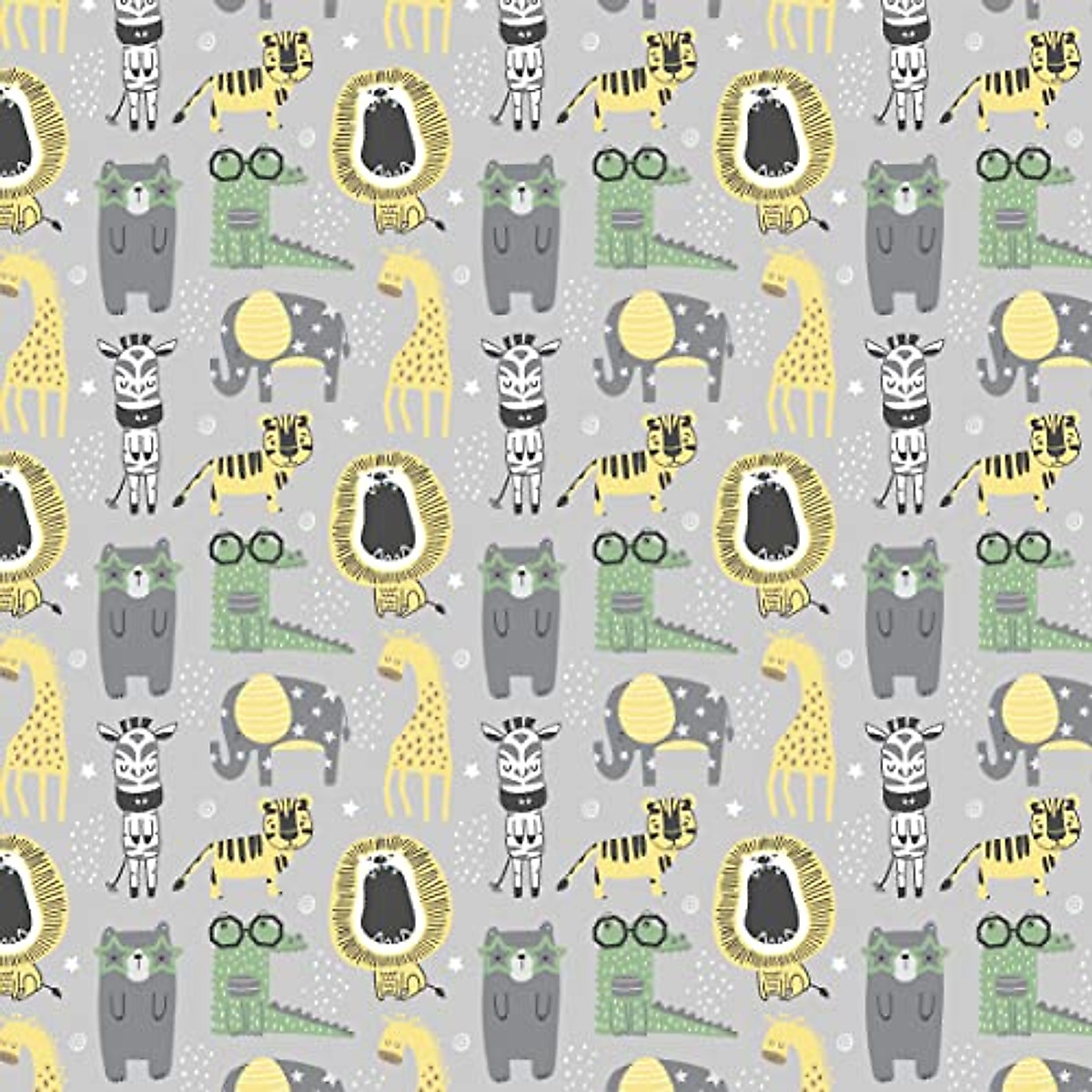 GROW WILD Changing Pad Cover 3 Pack | Soft & Stretchy Jersey Cotton | Baby Changing Table Pad Cover | Diaper Changing Pad Covers for Girls or Boys | Wipeable Sheets | Grey White Yellow Safari Animals