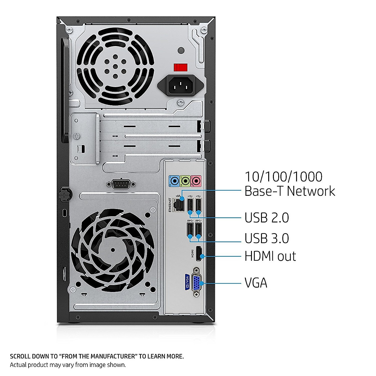 HP Pavilion Desktop Computer, Intel Core i7-7700, 12GB RAM, 1TB Hard Drive, Windows 10 (570-p030, Black)