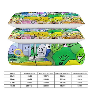 SHELLCELL Bfdi-Battle for Dream 3 Pieces Duvet Cover Set, Soft Bedding Comforter Cover Set with Zipper Closure, 1 Duvet Cover and 2 Pillowcases for Bedroom All Season 79""x90"", Style 2
