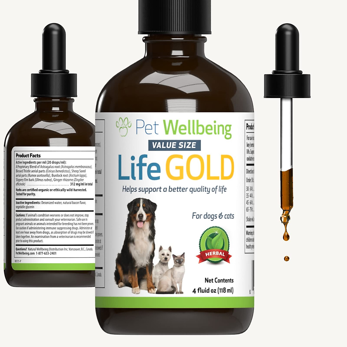Pet Wellbeing More Mushrooms Kit for Dogs & Cats with Cancer - Value Size - Immune System Support and Antioxidant Protection - Turkey Tail, Reishi, Maitake, Astragalus, Blessed Thistle, Sheep Sorrel