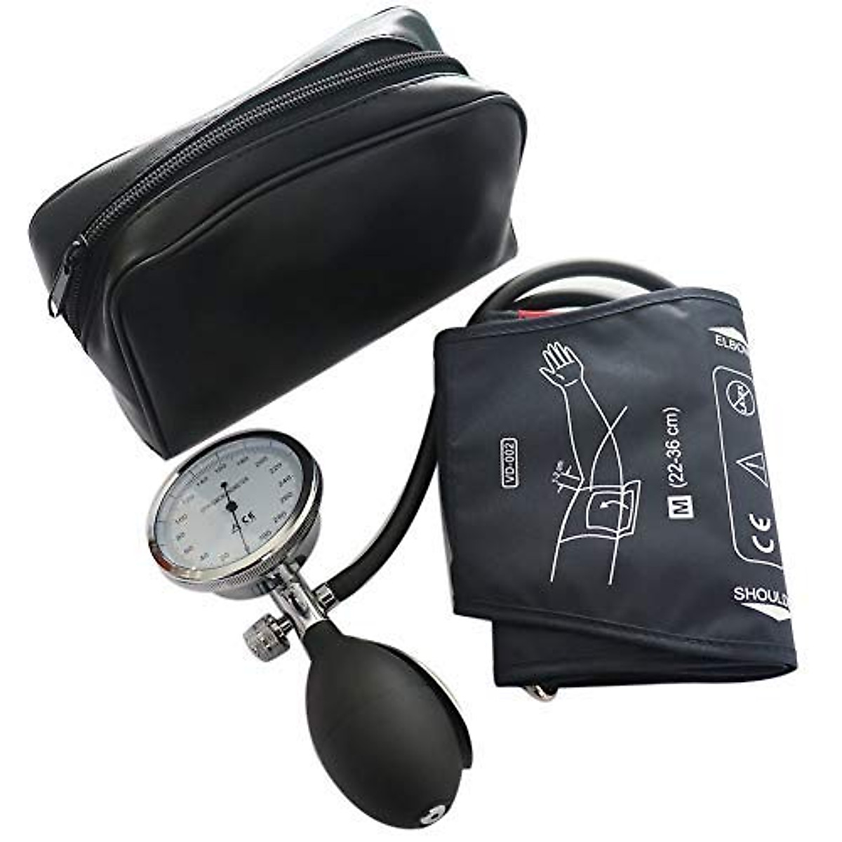 Manual Blood Pressure Cuff, Single Tube Cuff with Pressure Gauge and Inflation Bulb (Adult)
