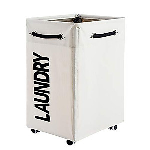 Haundry 86L Large Collapsible Laundry Hamper with Wheels, Waterproof Rolling Clothes Hamper Basket Bin for Dirty Clothes Storage