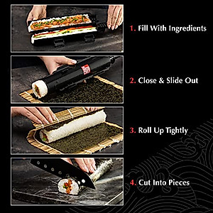 Sushi Making Kit – The Trusted Chef Ⓡ Complete Sushi Maker Kit w/Bamboo Sushi Rolling Mat - Sushi Roll Maker w/Sushi Bazooka - Easy to Use Sushi Making Kit for Beginners w/Instructions & Video