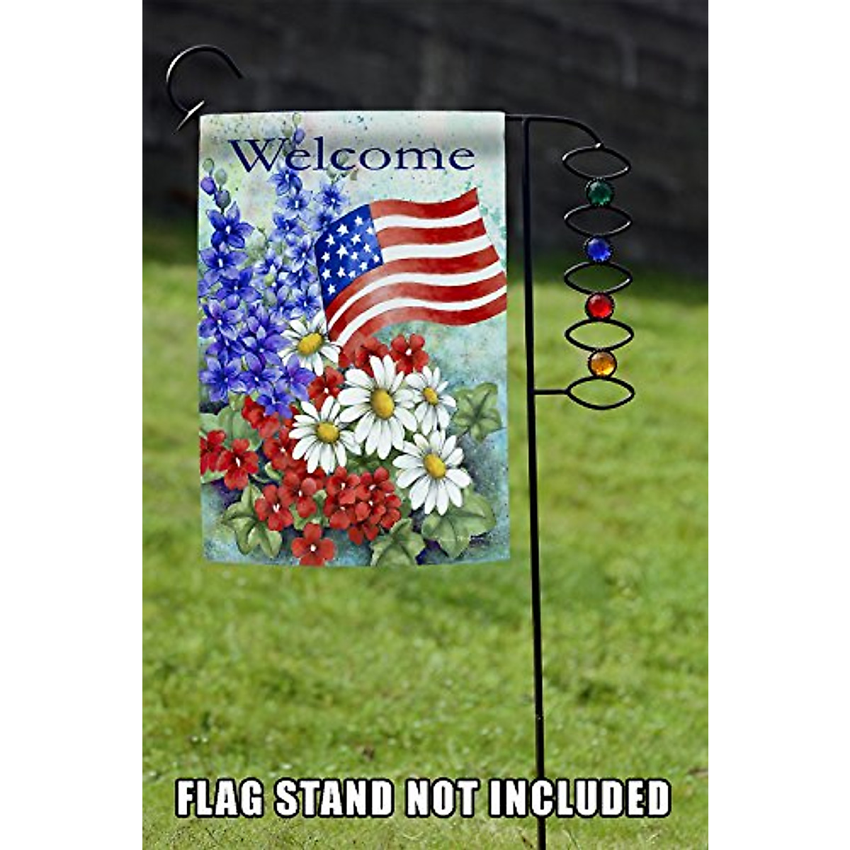 Toland Home Garden 112060 Patriotic Welcome Patriotic Flag 12x18 Inch Double Sided for Outdoor Flower House Yard Decoration