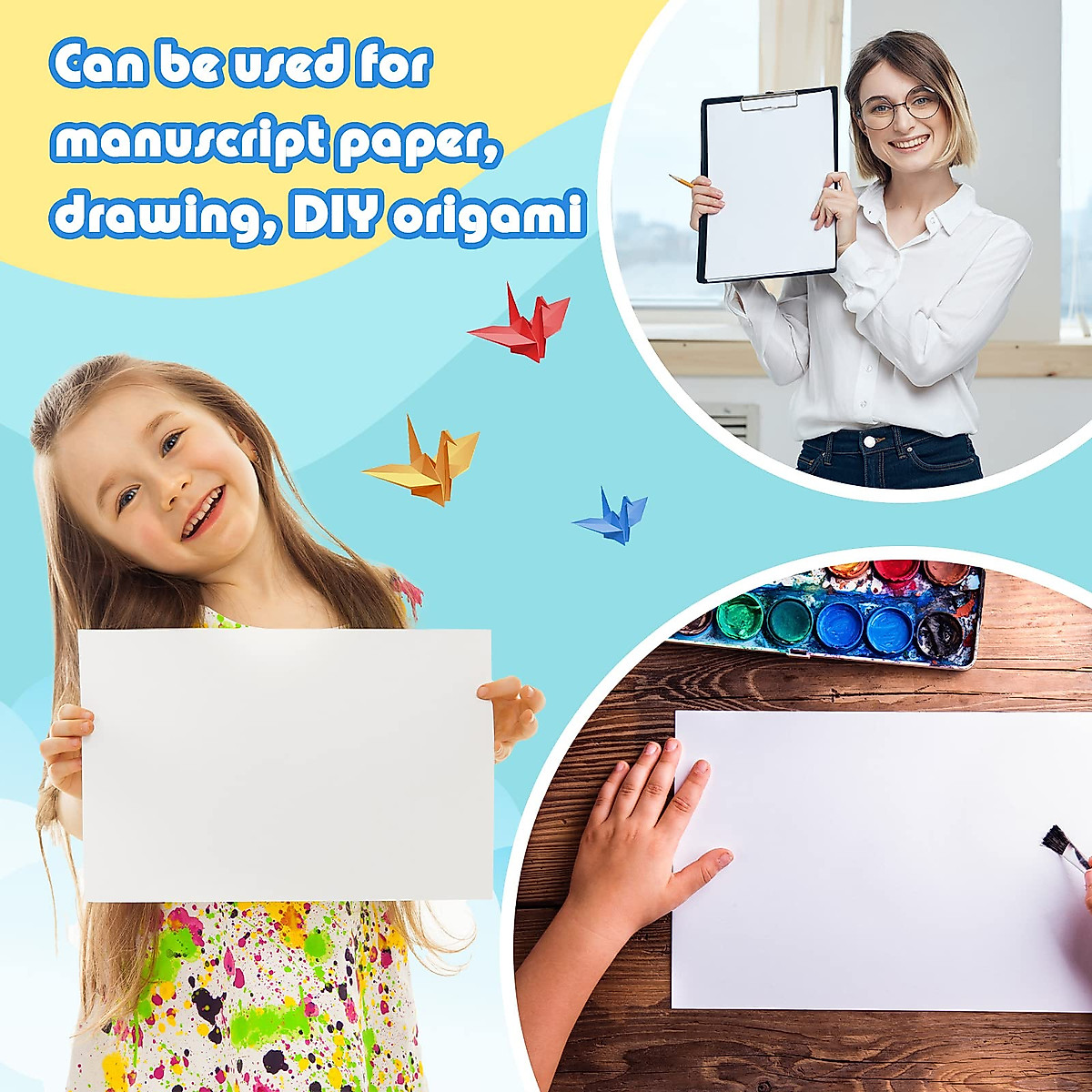 2500 Sheets Construction Paper 9" x 12" Construction Paper Classroom Construction Paper Bulk A4 Drawing Paper for Kids Drawing Art School Classroom Decoration Teacher Supplies (White)