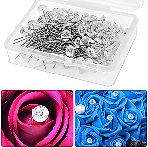 300 pcs Flower Pins Corsages Pins Head Pins Wedding Bouquet Pins Crystal Pins Floral Bouquet Pins Clear Tongcloud (Transparent, 2'')