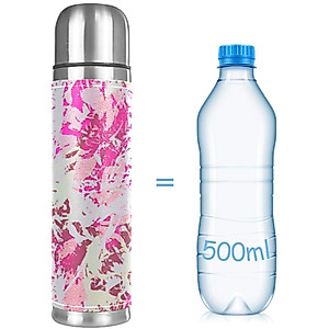 Stainless Steel Leather Vacuum Insulated Mug Vintage Thermos Water Bottle for Hot and Cold Drinks Kids Adults 16 Oz