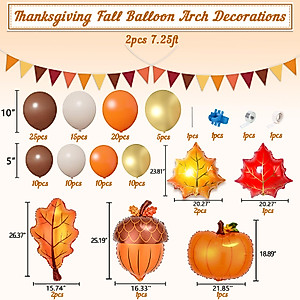 Fall Thanksgiving Decorations Balloon Garland Arch Kit Orange Brown Coffee Foil Balloons Triangle Flag for Autumn Little Pumpkin Baby Shower Birthday Party Supplies