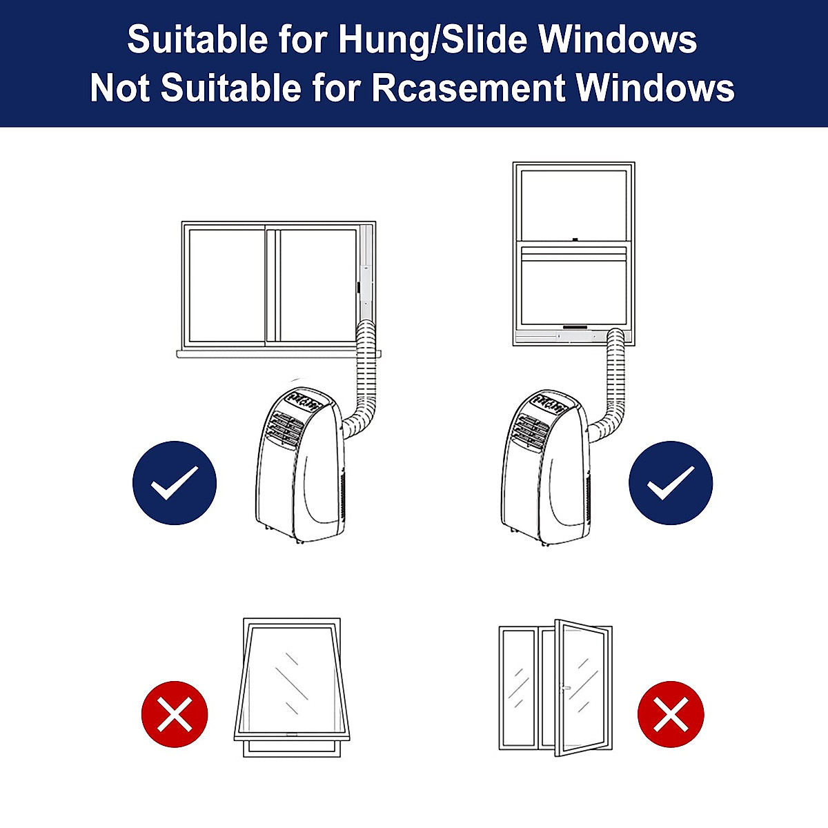 Tomato Man Portable Air Conditioner Window Kit,Portable AC Window Kit,with Coupler Adjustable Portable AC Window Vent Kit,Mobile Air Conditioner Suitable for Exhaust Hose (5.9INCHES)