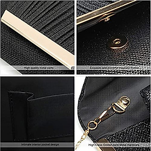 KAKKOII Women Evening Bags, Clutch Purses, Crossbody Bag, Envelope Handbags, Formal Wedding Party Prom Purse (Black)