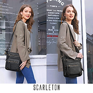 Scarleton Crossbody Bags for Women Travel Bag Purses and Handbags Multi Pocket Shoulder Bag Ultra Soft Faux Leather, H169319 - Navy Blue