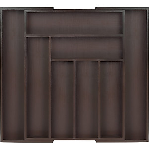 Utopia Kitchen Silverware Organizer, Expandable Bamboo Utensil Drawer Organizer, Kitchen Drawer Organizer, Silverware Organizer for Cutlery, Utensils, Flatware Holder (6-8 Slots, Brown) Pack of 1