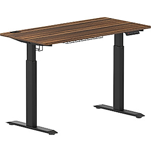 SHW 55-Inch Large Electric Height Adjustable Standing Desk, 55 x 28 Inches, Walnut