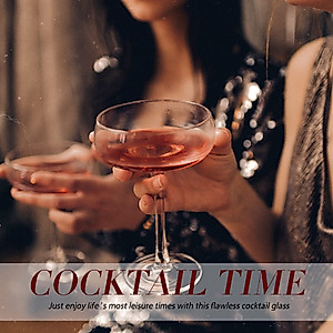 Chouggo Set of 6 Martini Glasses, Act Deco 7Oz Crystal Coupe Glass with Unique Convex Bottom, Elegant Hand Blown Cocktail Glasses for Bar, Martini, Cosmopolitan, Manhattan, Gimlet, Pisco Sour