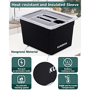 Kursinna 12QT Sous Vide Container with Lid, Fixed Rack, Kitchen Tong, Heat-Resistant Sleeve, BPA Free Container Fit Anova, Breville Joule, Instant Pot and Most Sous Vide Cooker