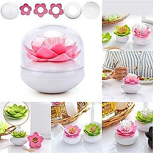 Koiugayk 2X Cotton Swab Holder,Lotus Style Cotton Bud/Small Q-tips/Toothpicks Brushes Holder, Box Case Storage Organizer Jar,Clear Lid Dustproof Cover