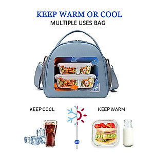 Lunch Bag Insulated Cooler Bag for Women Nylon Waterproof Lightweight Lunch Box Organiser (Dusty blue)