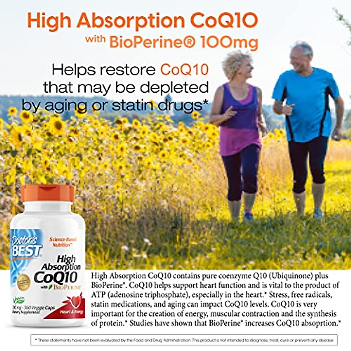 Doctor's Best High Absorption CoQ10 with BioPerine, Gluten Free, Naturally Fermented, Vegan, Heart Health & Energy Production, 100 mg 360 Veggie Caps