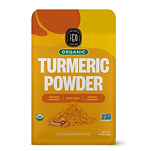 FGO Organic Turmeric Powder w/Curcumin, 100% Raw from India, 16oz, Packaging May Vary (Pack of 1)