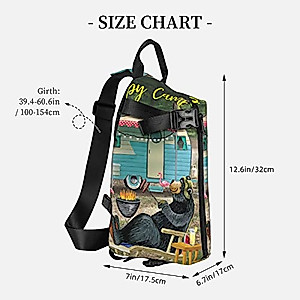 Rope Bag - Crossbody Sling Backpack Happy Camper Sling Bag Travel Hiking Chest Bag Daypack