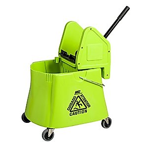 M2 Professional 40 Qt / 30 L Elephant Foot Mop Bucket with Down Press Wringer with Wheels - Green