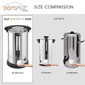 PartyHut 100-Cup XL Commercial Coffee Urn | Stainless Steel Coffee Maker Hot Beverage Dispenser for Catering & Events | Extra Large Commercial Size Coffee Brewer Broiler