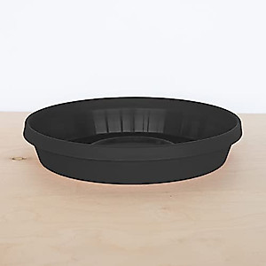 Bloem Terra Pot Round Drain Saucer: 20" - Black - Tray for Planters 15-20", Matte Finish, Durable Resin, Ribbed Bottom, for Indoor and Outdoor Use, Gardening, Planter Not Included