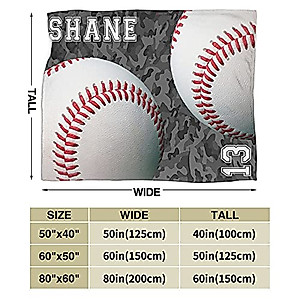 Maylian Personalized Ball Games Baseball Pattern Warm Unique Gift - Coral Fleece Flannel Photo Blanket (13,customX-Large 80 X 60 INCH)