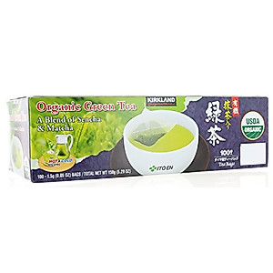 Kirkland Signature Organic Japanese Green Tea, A Blend of Sencha & Matcha 100 bags 0.05 Oz/1.5g per bag by