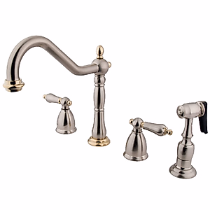 Kingston Brass KB1799ALBS Heritage 8-Inch Centerset Kitchen Faucet, Brushed Nickel and Polished Brass