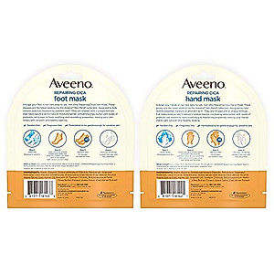 Repairing CICA Foot Mask&Hand Mask with Prebiotic Oat and Shea Butter, for Extra Dry Skin, Paraben-Free and Fragrance-Free, 1 ea