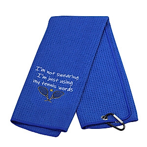 G2TUP Tennis Lovers Tennis Gifts Embroidered Sport Tennis Towel with Clip I’m Not Swearing I’m Just Using My Tennis Words (I’m Not Swearing)