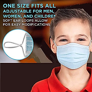 ValuMax 5630E-SB Ultra-3-In-1 Sensitive Disposable Earloop Face Masks, Cellulose Inner Layer, High Filtration, Sky Blue, Box of 50