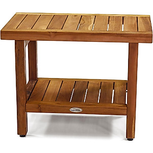 AquaTeak The Original 24" Spa Teak Shower Bench with Shelf