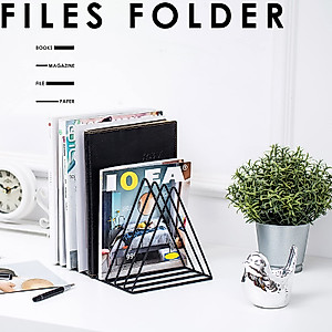 2 Pcs Magazine Holder,Desktop File Sorter Organizer Triangle Bookshelf Decor Home Office,Photography Props（Black）