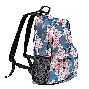 ESVAN Original Print Mesh Backpack Semi-Transparent Sackpack See Through Beach Bag Daypack Multi-Purpose Women Men Unisex (Flower)