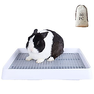 RUBYHOME Super Large Rabbit Litter Box 15" L x 12" W, Rabbit Potty Box Litter Pan for Cage, Extra Large Bunny Restroom Litter Tray Rabbit Toilet