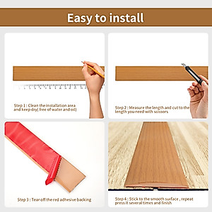 10 FT Flat Floor Transition Strip, 2" Wide Self Adhesive Vinyl Floor Edge Strip, Brown Wood Grain Transition Strip for Flooring